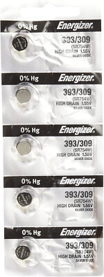 5PC Energizer 393 309 SR754W Silver Oxide Battery High-Drain 1.55V ...