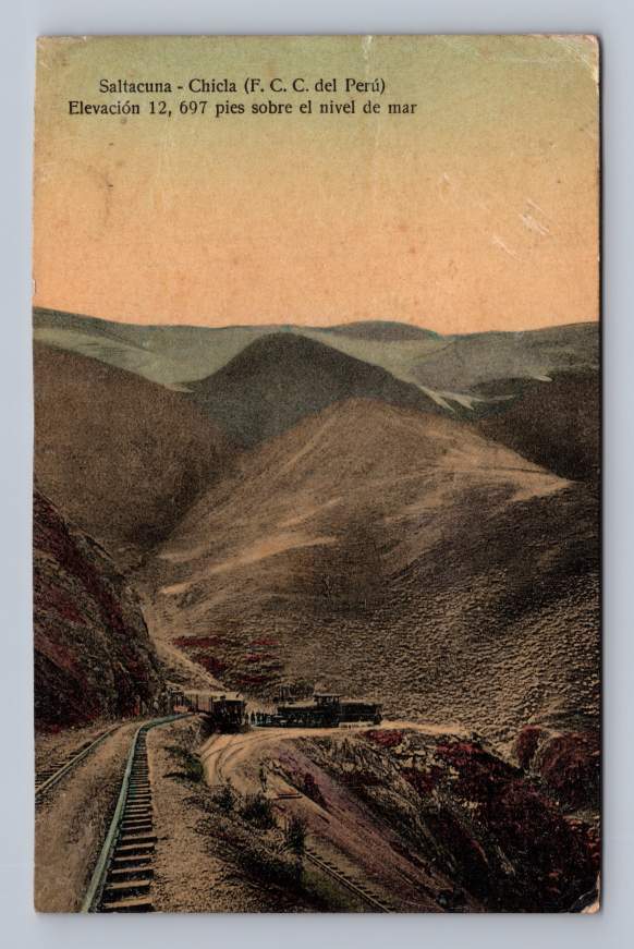 Antique Peruvian Railroad PC Saltacuna Chicla Peru ~ Antique Postcard ...