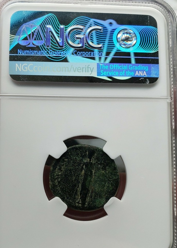 Titus .MYSIA, Germe. AD 79-81. Æ Apollo Standing. Roman Empire. NGC F ...
