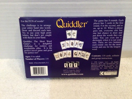 Quiddler Card Game The Short Word Game Complete 1998 | eBay
