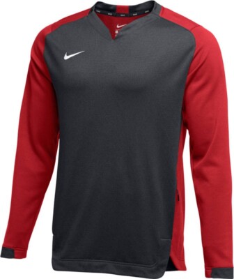 NWT Nike Baseball BP Crew $85 Full Sleeve Pullover Red Gray AA9774 065 ...