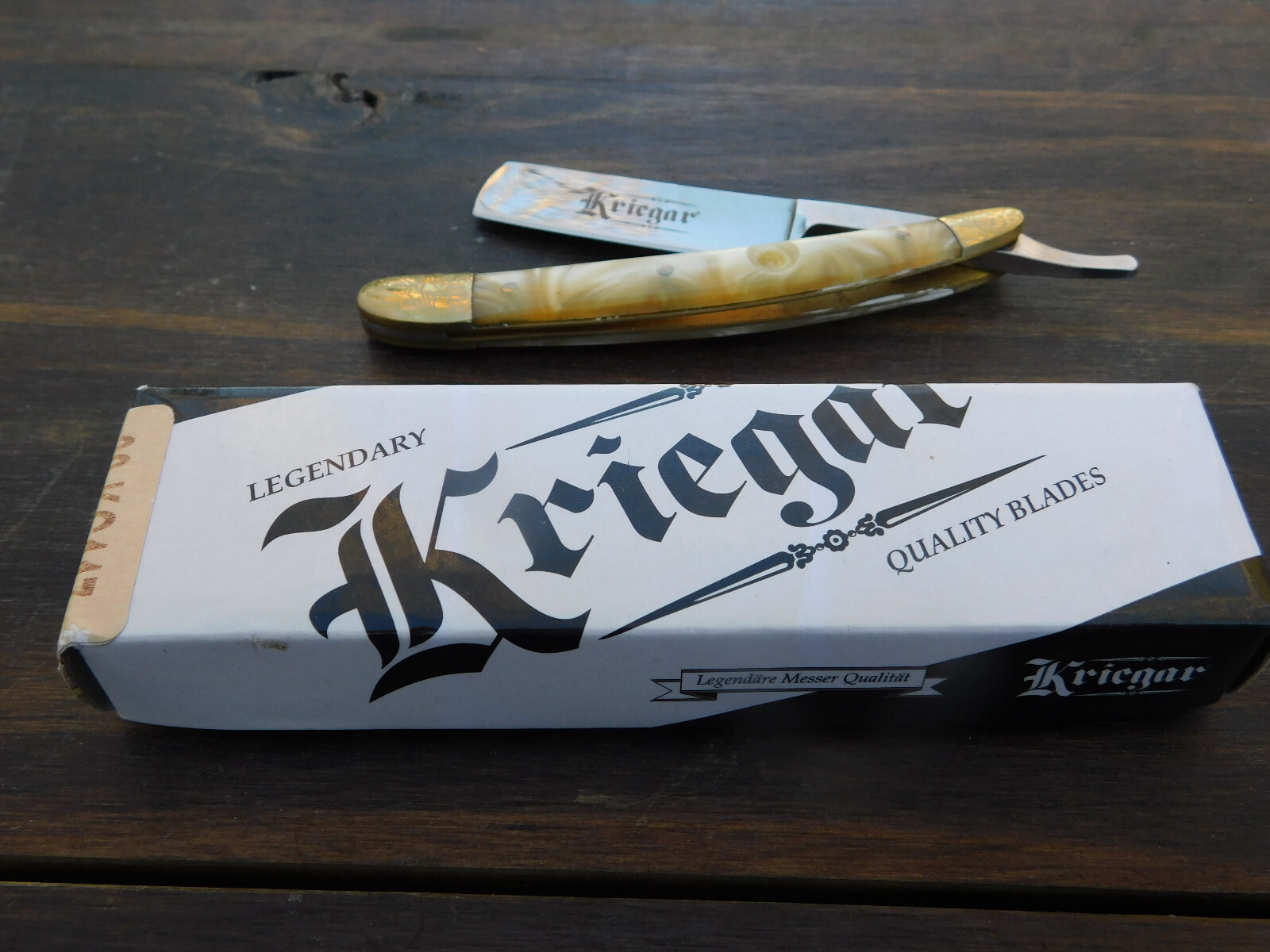 Kriegar KG117 Straight Razor "Pearl" and engraved Handle May Be New but ...