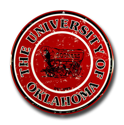 OKLAHOMA SOONERS 12" ROUND METAL SIGN SOONERS MAN CAVE SPORTS ROOM ...