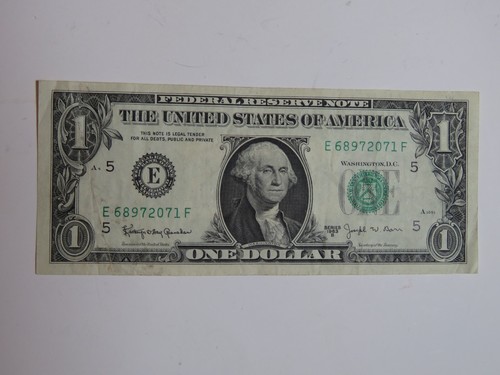 RARE 1963B Joseph W. Barr $1 Bill (Richmond) E68972071F | eBay
