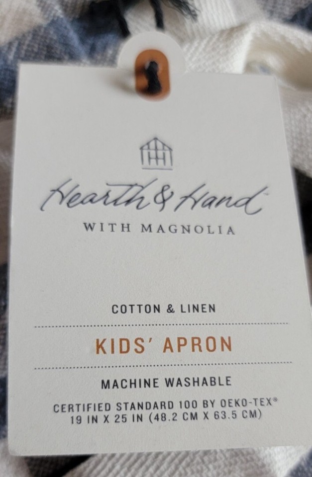 Hearth & Hand Magnolia Kids Gingham Woven Cooking Apron Slate Blue ...