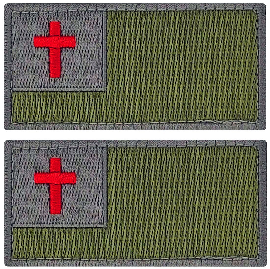 CHRISTIAN FLAG CROSS EMBROIDERED TACTICAL PATCH |2PC HOOK BACKING 3"x1 ...