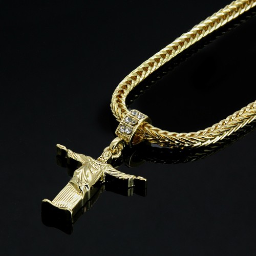 14k Gold Plated Hip Hop Redeemer JESUS Pendant Cubic-Zirconia 24 ...
