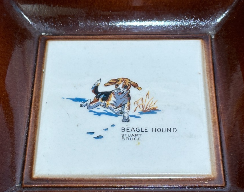 Vintage Hyalyn Porcelain Ash Tray Dogs Irish Setter Beagle Hound ...