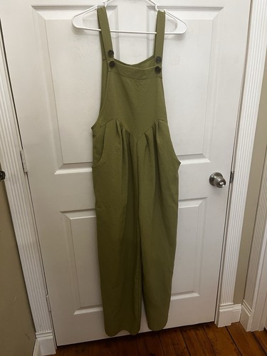 Women’s size large olive green overalls lightweight with pockets Boho ...
