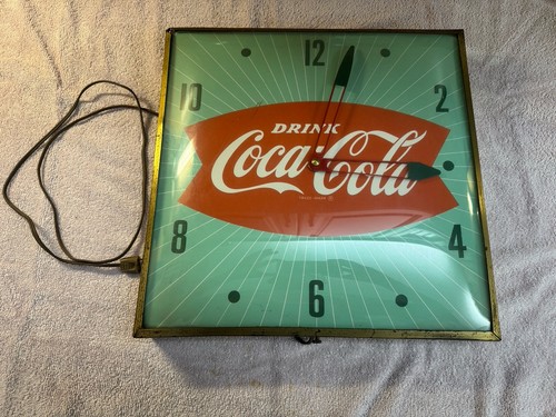 Vintage FISHTAIL COCA COLA COKE Advertising PAM Clock - Soda Pop | eBay