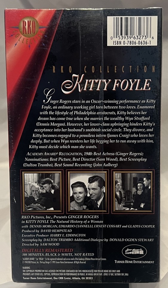 Kitty Foyle [VHS] Ginger Rogers - 053939632736 53939632736| eBay