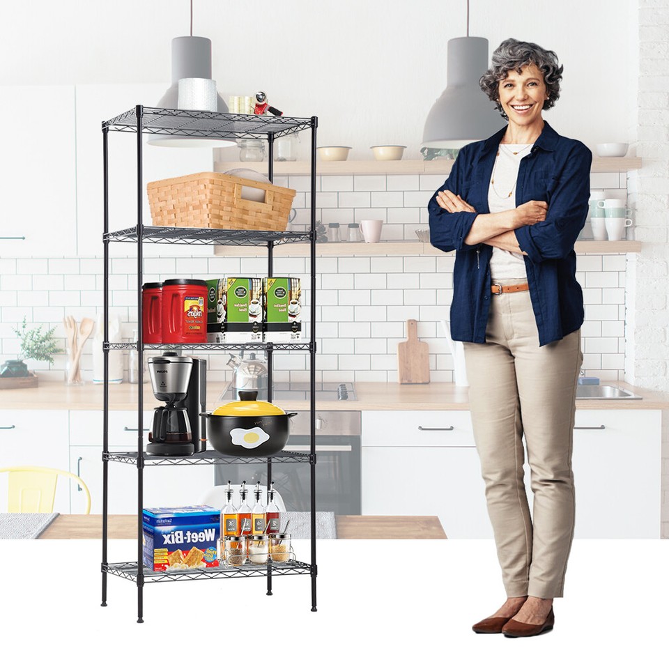 5-Wire Shelving Unit Steel Large Metal Shelf Organizer Garage Storage ...