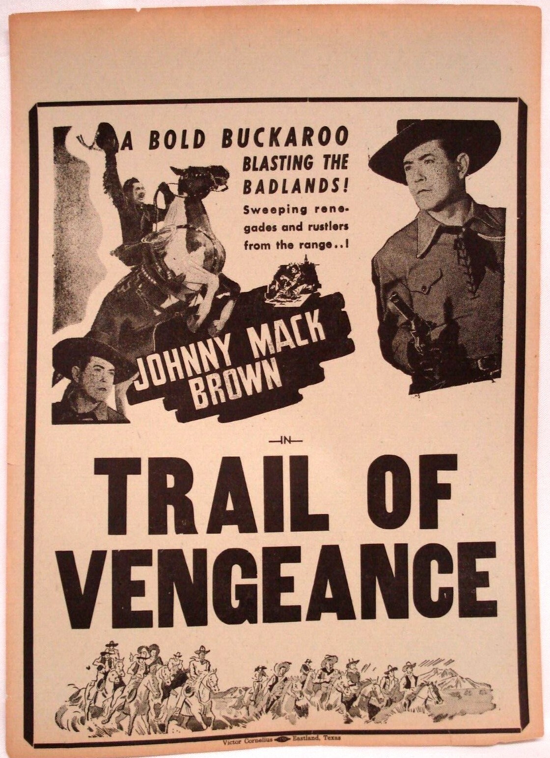TRAIL OF VENGEANCE JOHNNY MACK BROWN COWBOY WESTERN VINTAGE 13"X 9 ...
