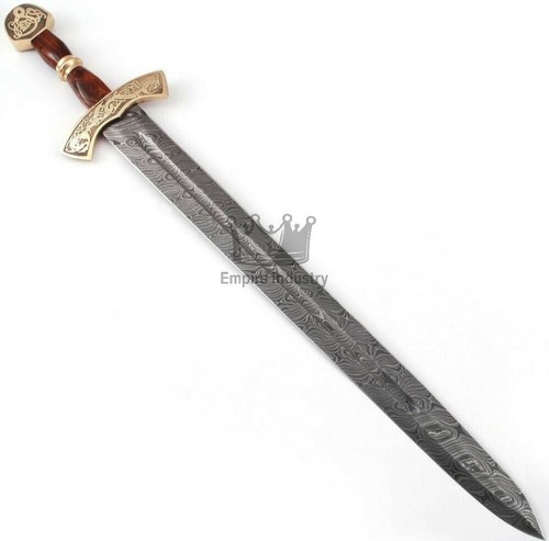 Custom Handmade Damascus Steel Viking 32 Inches Sword Fixed Blade With ...