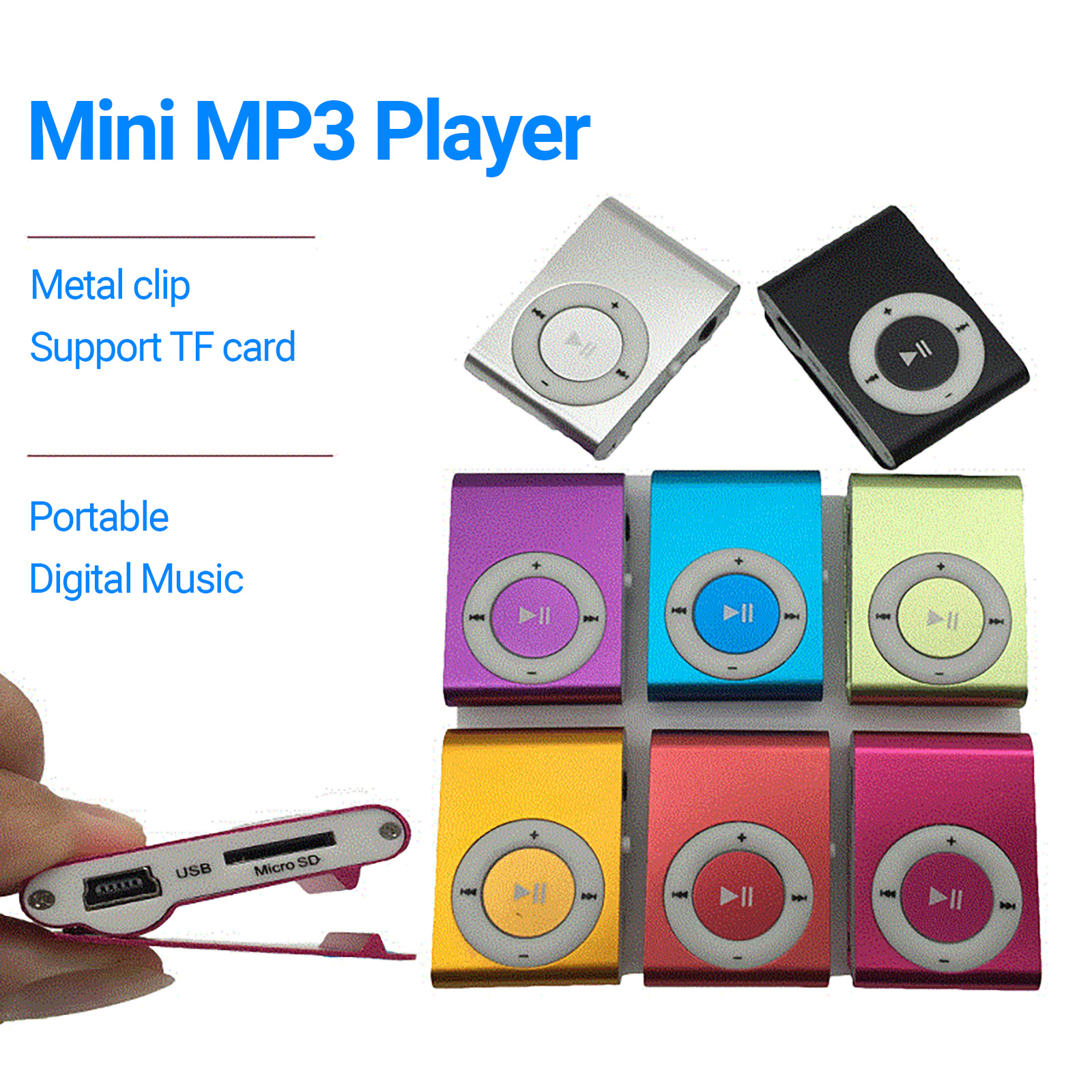 Mini MP3 Player Portable TF Card Slot Sport USB Walkman MP3 Player for ...