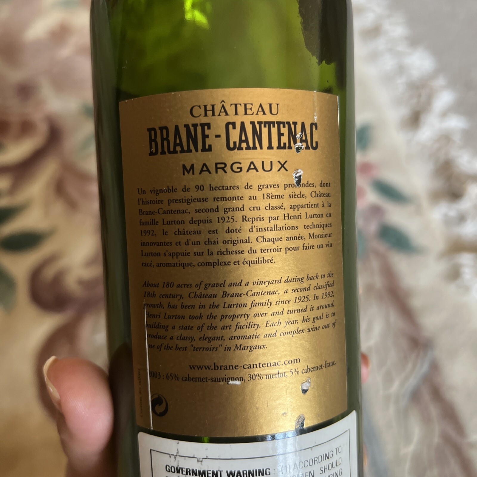 Chateau Brane-Cantenac Margaux 2003 wine empty bottle | eBay Australia