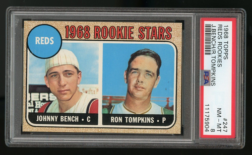 1968 Topps Johnny Bench RC Reds Rookie Card Stars #247 PSA 8 Fresh ...