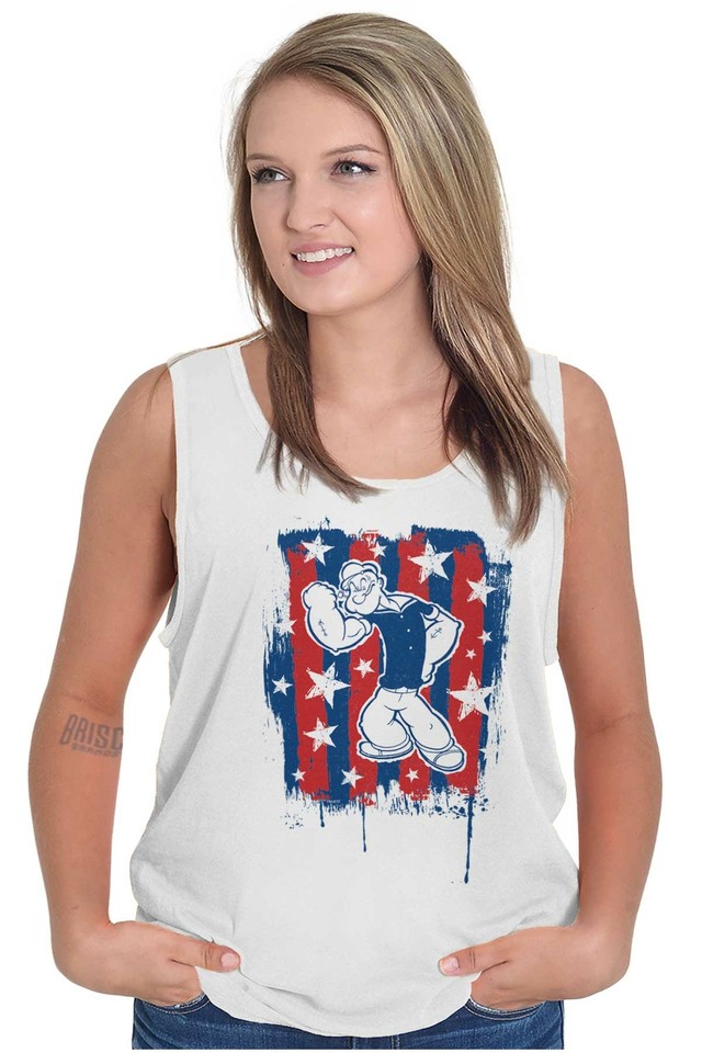 Vintage Patriotic Popeye American Flag Gift Tank Top T Shirts Tees Men ...