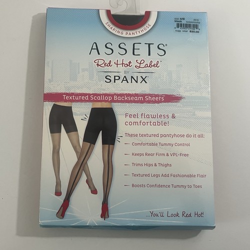 Spanx Assets Red Hot Label Textured Scallop Backseam Sheers Black Size ...