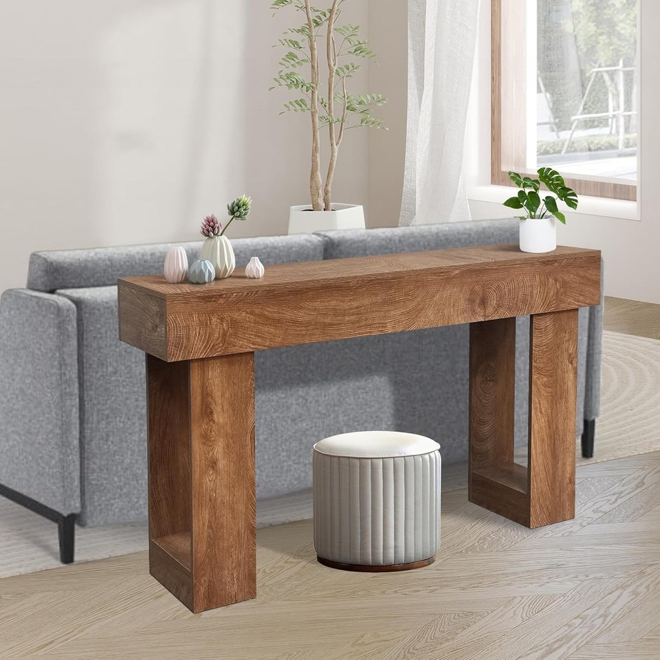 63'' Extra Long Console Table, Farmhouse Entryway Table, Rectangular ...