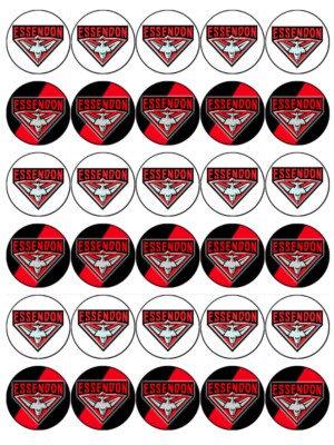 Football Essendon Edible Wafer Cupcake Toppers Match Day Decorations (2 ...