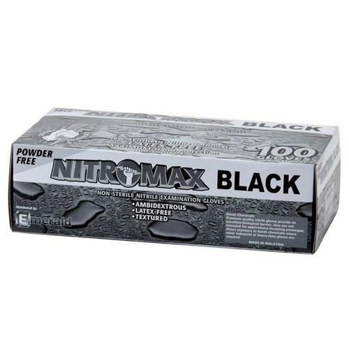 Nitromax Black Industrial Nitrile Gloves Powder Free 100 pack Size ...