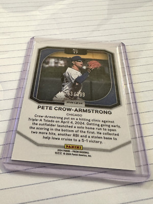 Pete Crow-Armstrong Rookie Card Numbered #263/999 Panini Prizm Top Tier ...