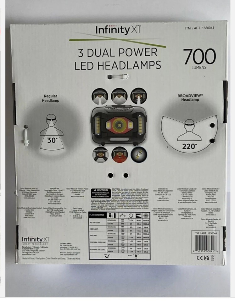 Infinity X1 Dual Power Rechargeable LED Headlamps 700 Lumens, 3 Pack | eBay