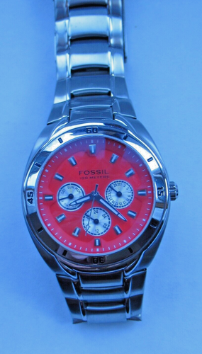 Fossil Watch Chronograph 100 Meter SBQ1007 Red Dial | eBay
