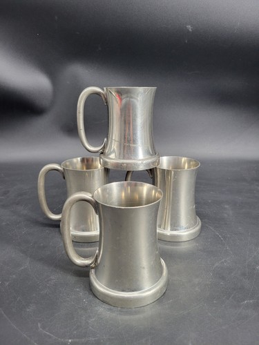 Set of 4 Vintage Abercrombie and Fitch Pewter Tankards w/ Glass Bottoms ...