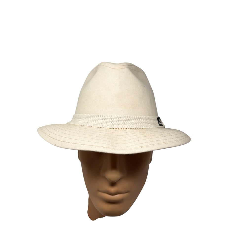 White Panama Jack Safari Outback Fedora Brim Sun Canvas Hat sz Large | eBay