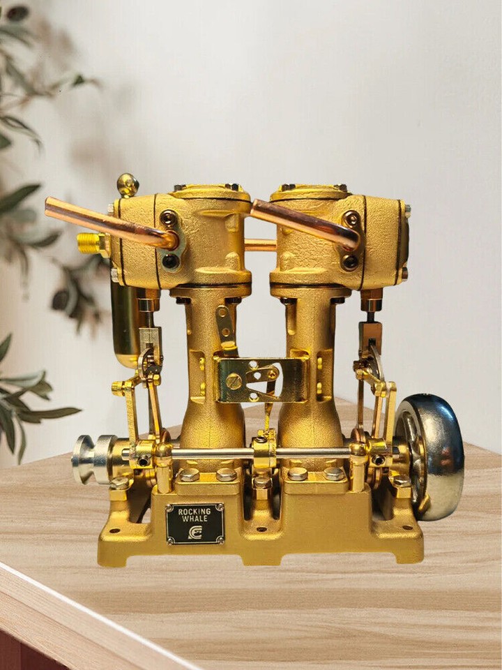 Powerful L2 Retro Steam Engine Model Dual Cylinders Die-cast Brass ...