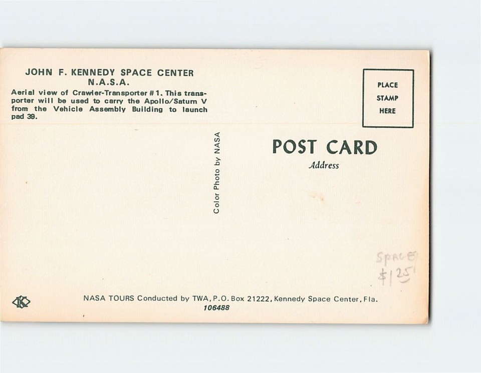 Postcard Aerial view of Crawler Transporter #1 Kennedy Space Center ...