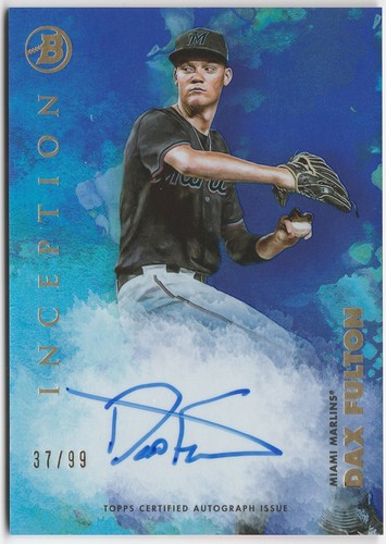 2021 Bowman Inception BLUE FOIL /99 Dax Fulton AUTO Miami Marlins RC SP ...
