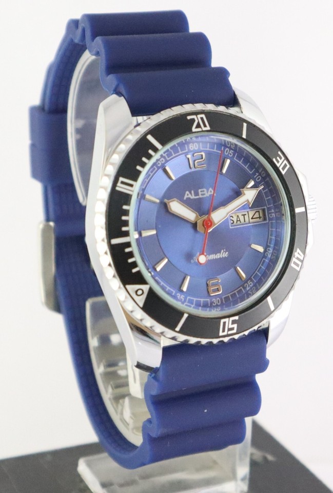 ALBA Diver Automatic Men Rotating Bezel Blue Dial Wristwatch Blue ...