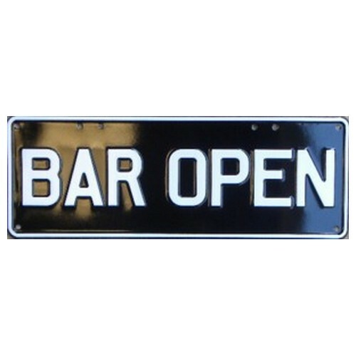 Novelty Number Plate - Bar Open - White On Black AUS Licence Plate Sign ...