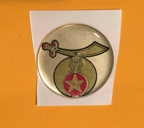 SHRINERS FULL COLOR GOLD RED 2 INCH EPOXY DOME CAR DECAL STICKER EMBLEM ...