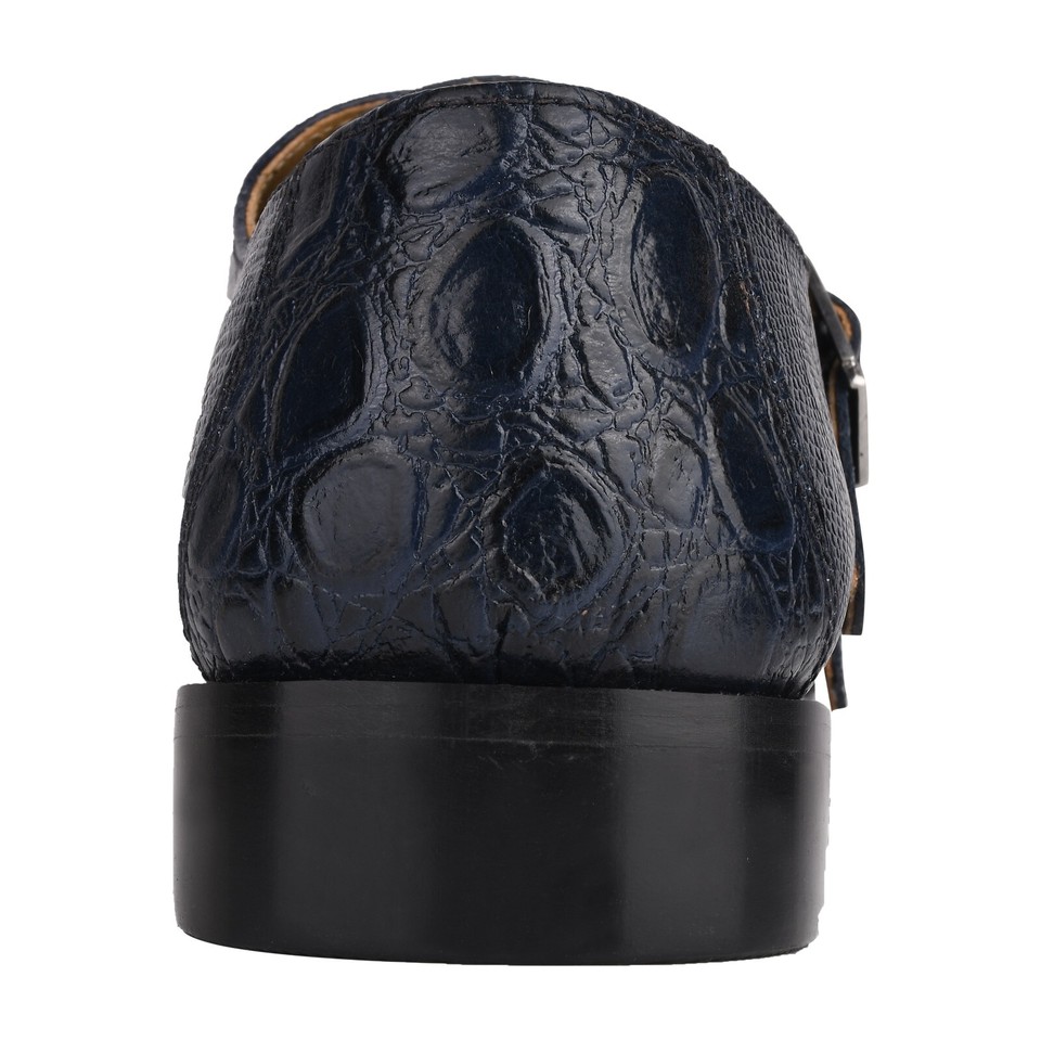 LIBERTYZENO Genuine Leather CROCO LIZARD Print Double Monk Strap Shoe ...