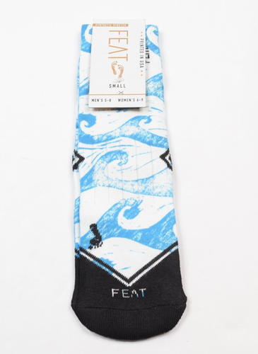 FEAT Synthetic Stretch Blue White Ocean Waves Mid Socks Adult sz S | eBay