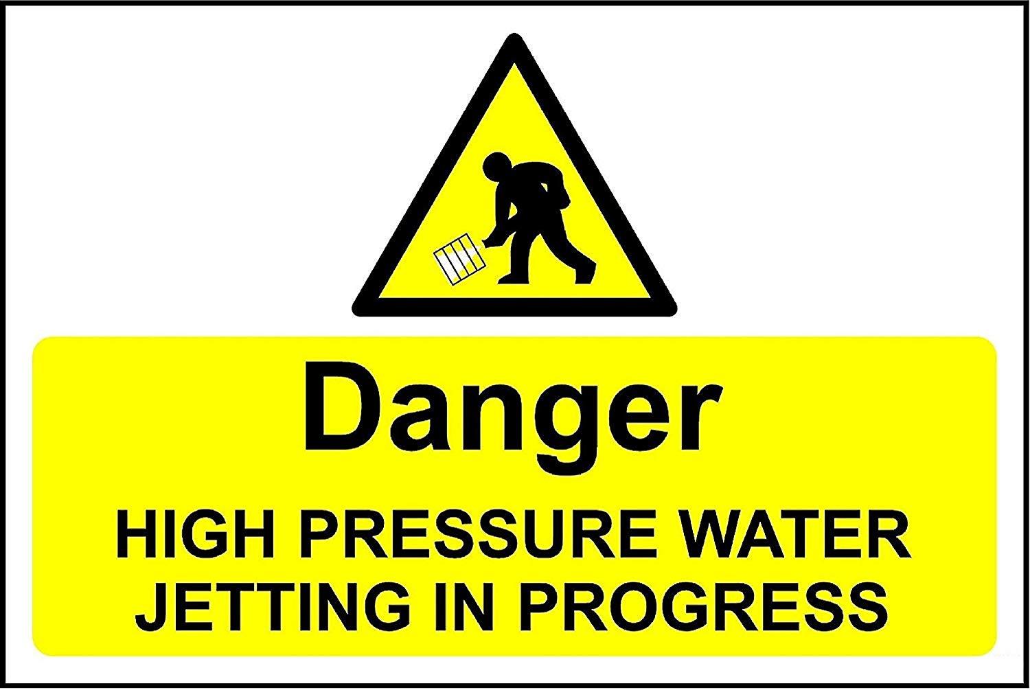 Danger High Pressure water jetting in progress sign | eBay UK