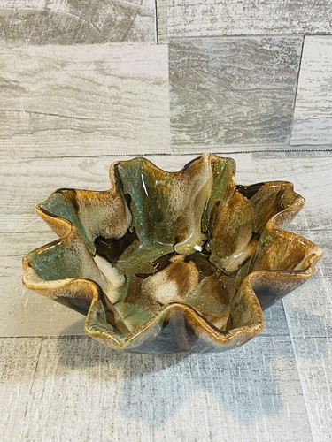 Vintage Dryden Original Pottery Hot Springs AR Wave Rim Bowl Drip Glaze ...