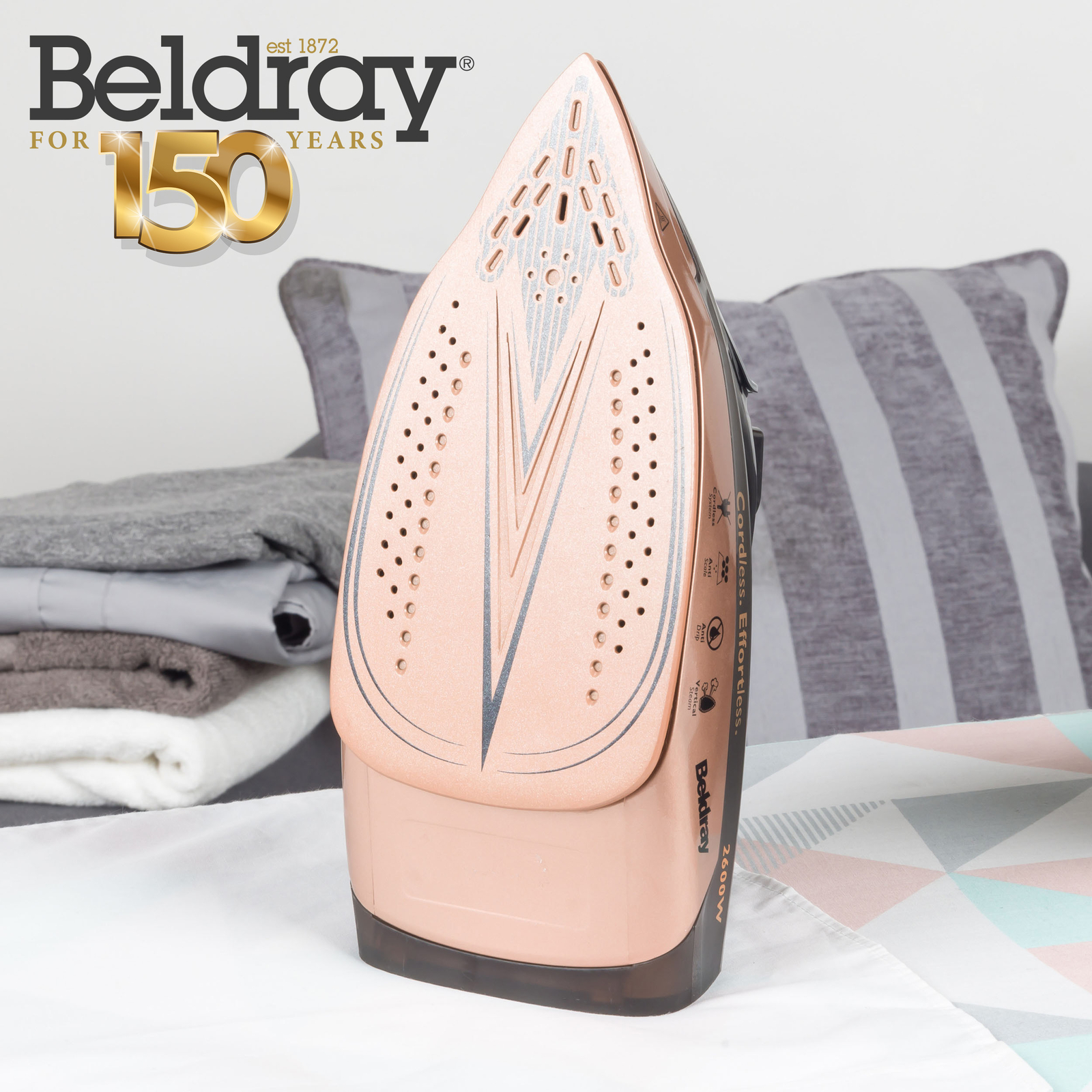 Beldray Cordless Steam Iron With Stand 2 in 1 300 ml Tank 2600 W Rose ...