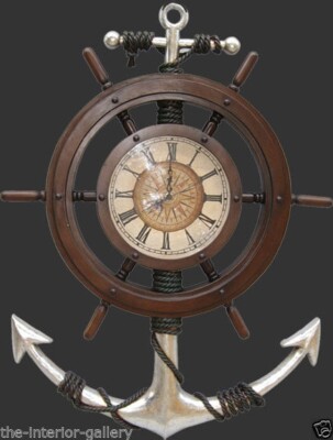 Nautical Clock Ship Wheel - Pirate Clock Wall Decor | eBay