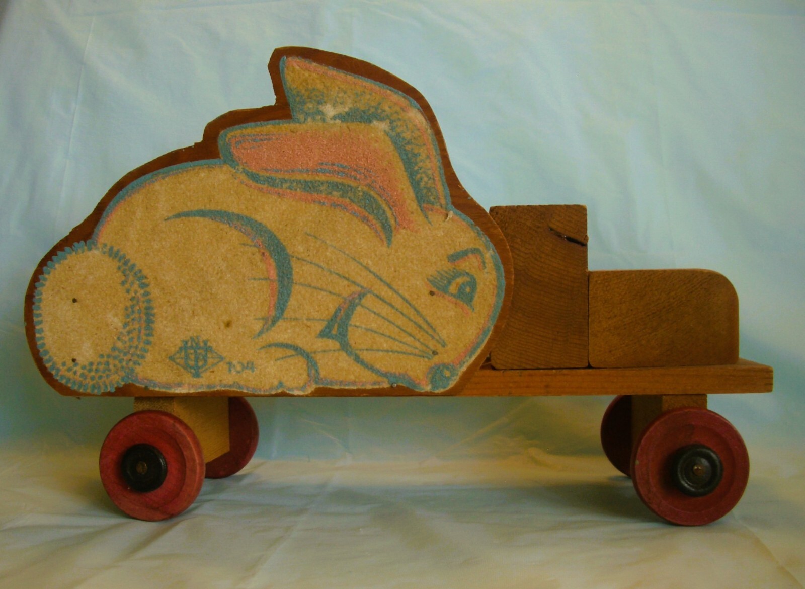 Antique Wooden Toy Truck With Fuzzy Bunny Rabbit Sides & Cargo Area ...