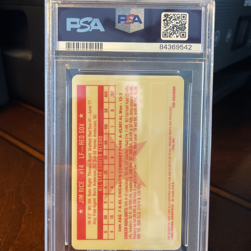 1983 Perma-Graphics/Topps Credit Cards All-Stars Jim Rice PSA 9 | eBay