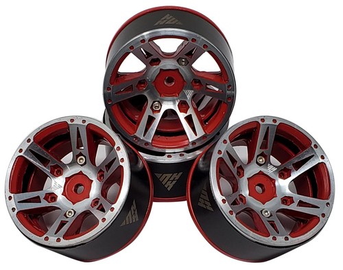 Nhx Rc 1.9 Aluminum Heavy Beadlock Crawler Wheels Rims -silver/red 4pcs ...