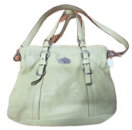 COACH F14015 Chelsea Shoulder Satchel Tote Bag Lime Green Soft Leather ...