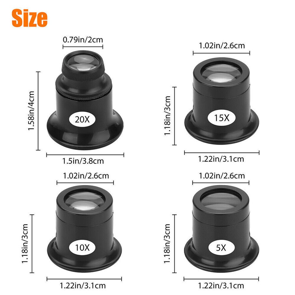Pocket Magnifying Jewelry Eye Glass Magnifier Jewelers Loop Loupe 5X ...