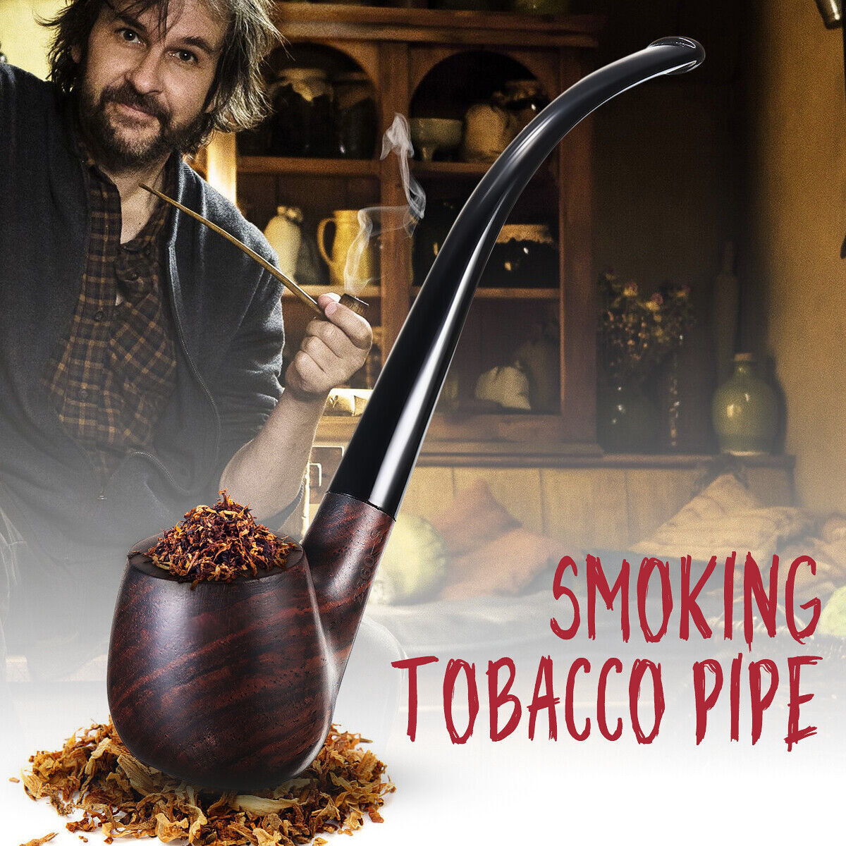 Tobacco Pipe Tool Long Stem Churchwarden Pipe Briar Smoking Pipe ...