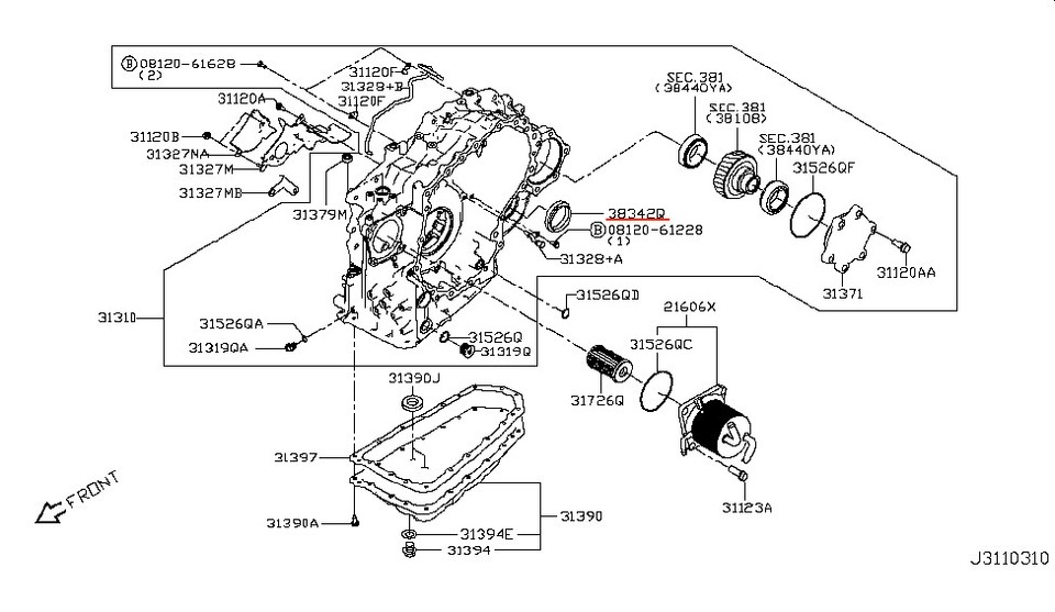 GENUINE OEM Transmission Case Differential Oil Seal for Nissan CVT ...
